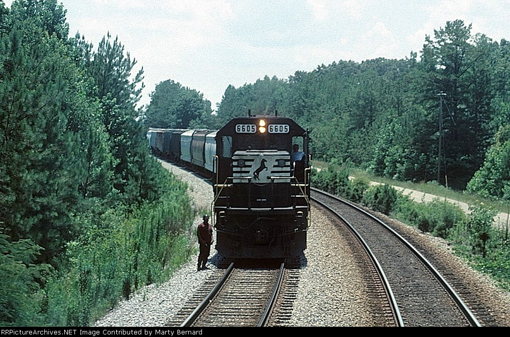 NS 6605, the Second of Two Trains in This Siding for Amtrak